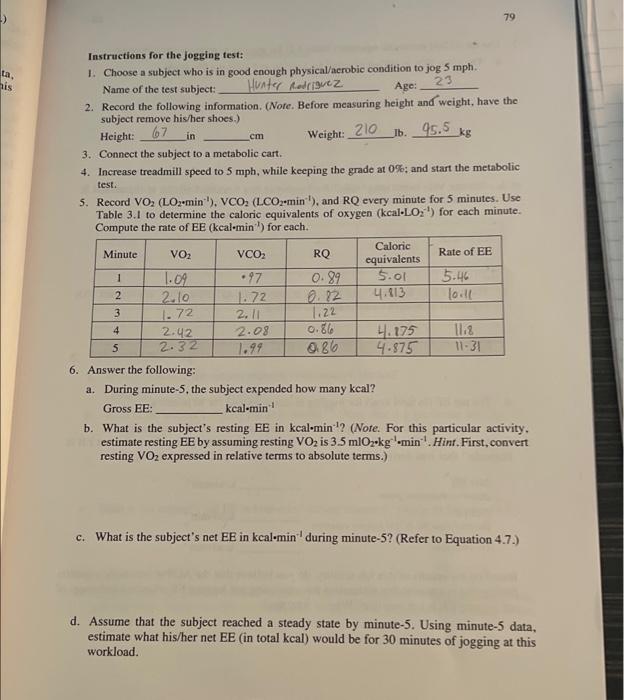 Solved Instructions for the jogging test: 1. Choose a | Chegg.com