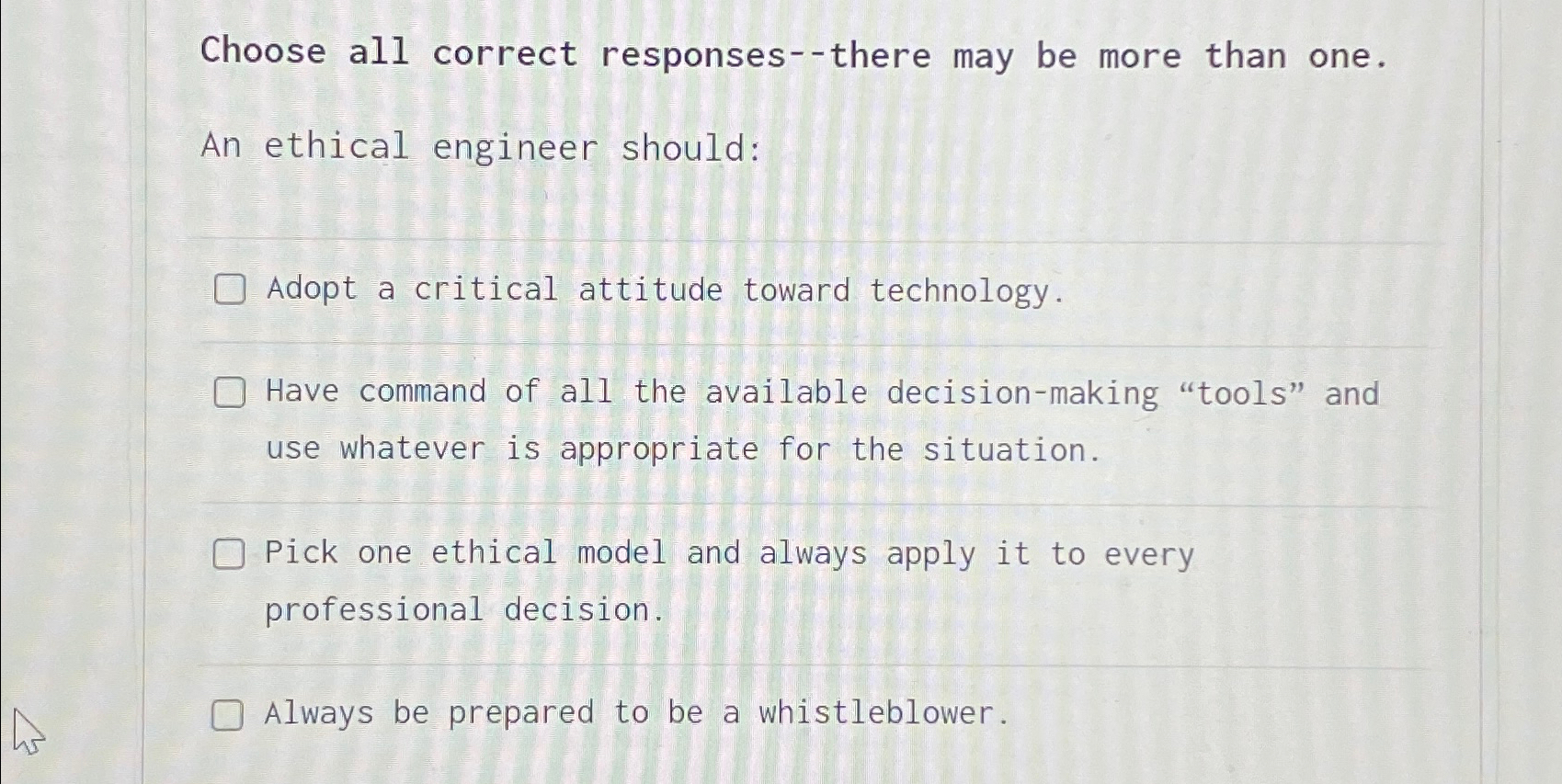 Solved Choose all correct responses--there may be more than | Chegg.com Solved Choose all correct responses--there may be more than | Chegg.com