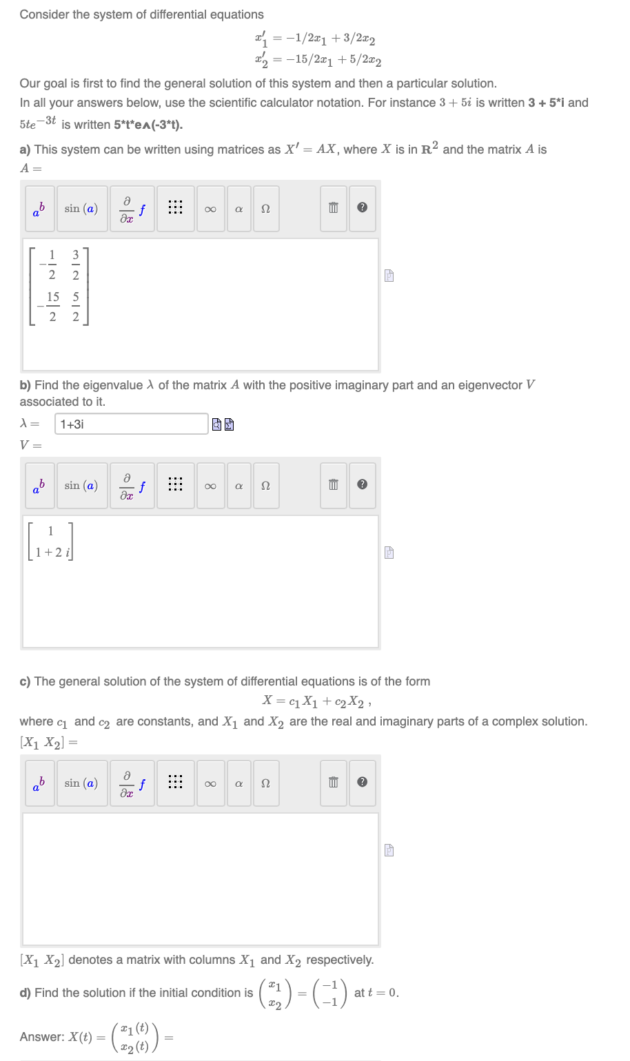 Solved Consider the system of differential | Chegg.com