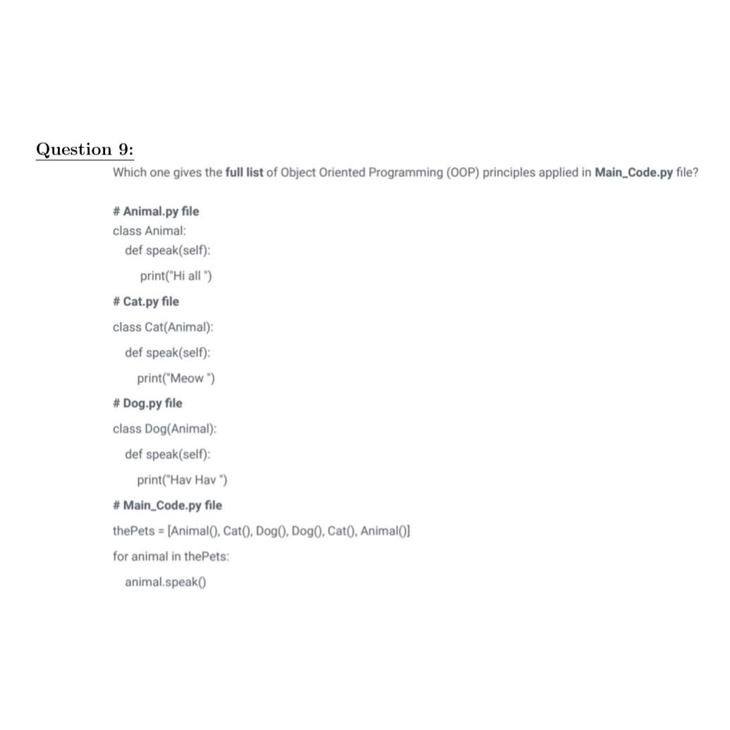 Solved Question 9:Which one gives the full list of Object | Chegg.com