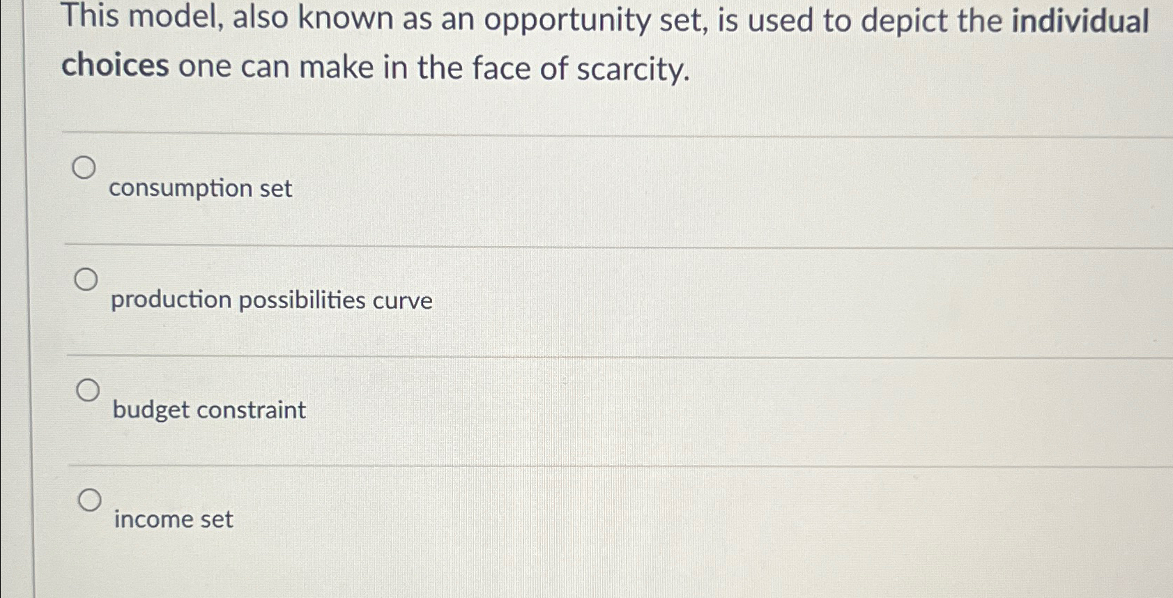 Solved This model, also known as an opportunity set, is used | Chegg.com