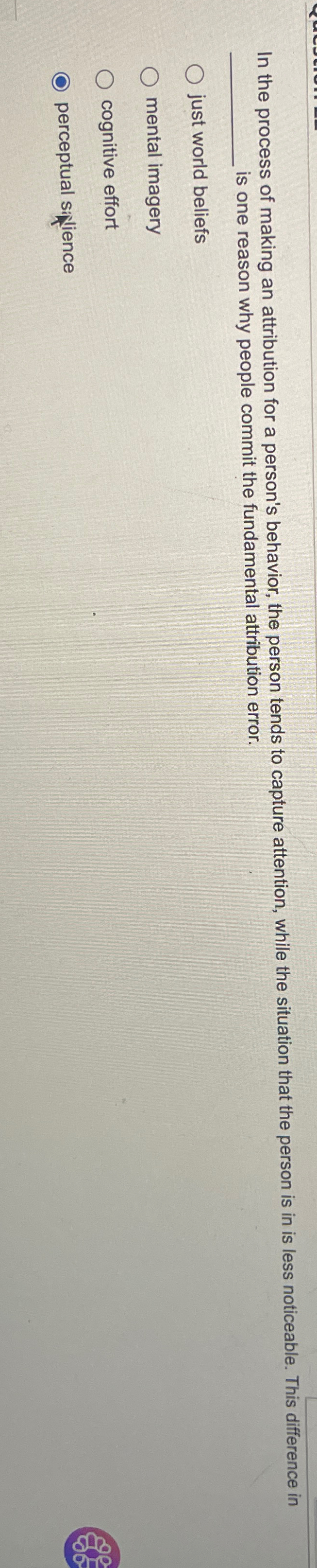 Solved In the process of making an attribution for a | Chegg.com