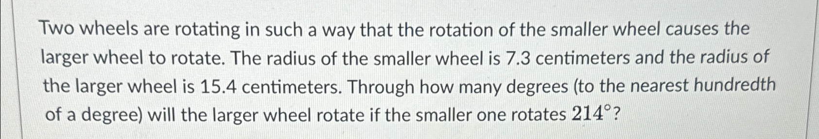 Solved Two wheels are rotating in such a way that the | Chegg.com