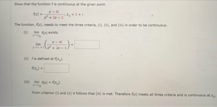 Solved Show that the function fis continuous at the given | Chegg.com