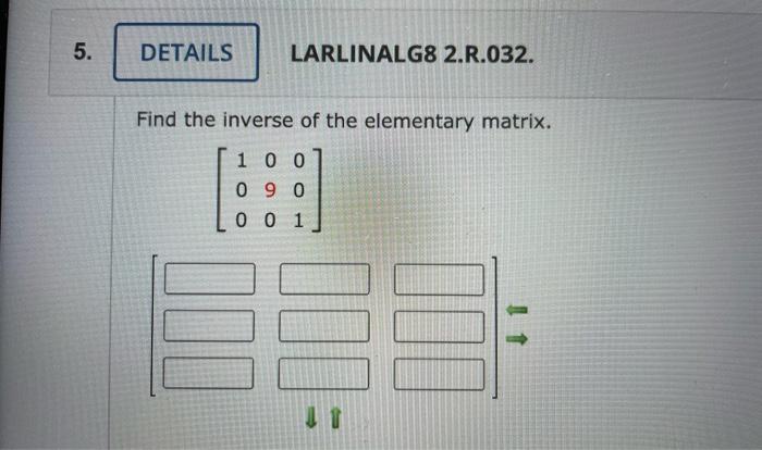 Solved Find the inverse of the elementary matrix. | Chegg.com