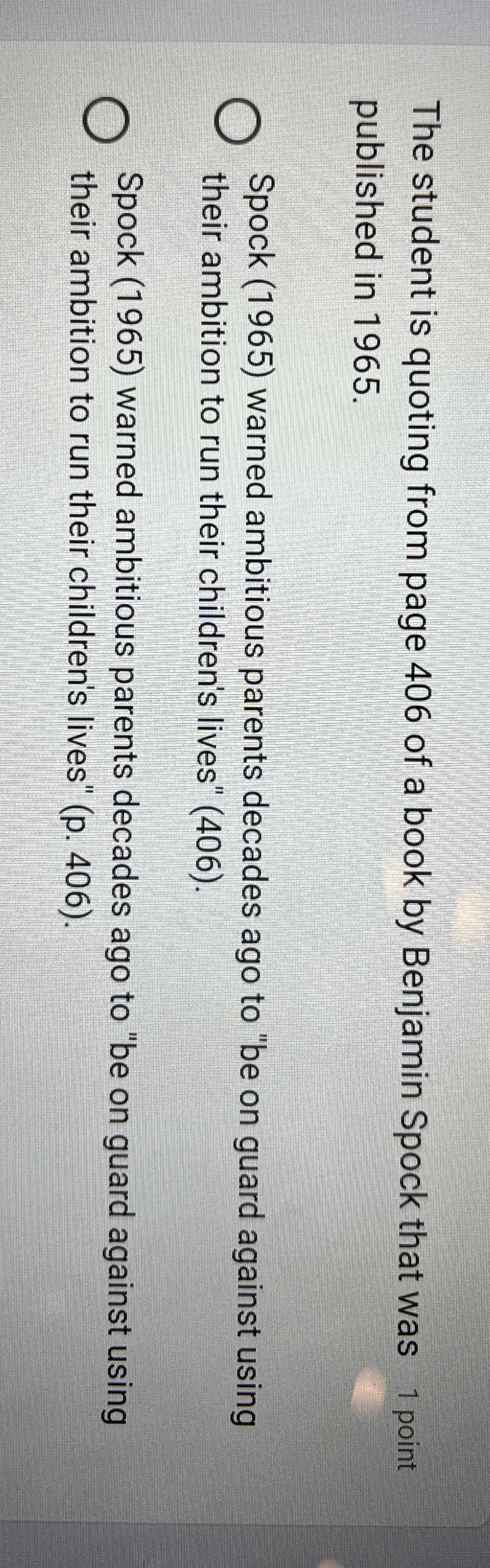 Solved The student is quoting from page 406 ﻿of a book by | Chegg.com