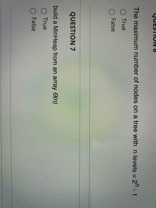 Solved QUESTIUNE The maximum number of nodes on a tree with | Chegg.com