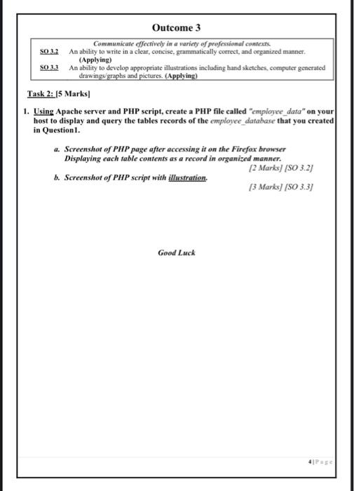 Solved Outcome 2 Design, implement, and evaluate a | Chegg.com