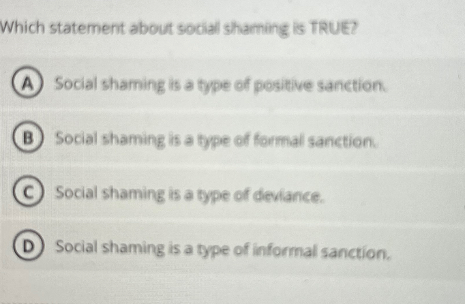 Solved Which statement about social shaming is TRUE?Social | Chegg.com
