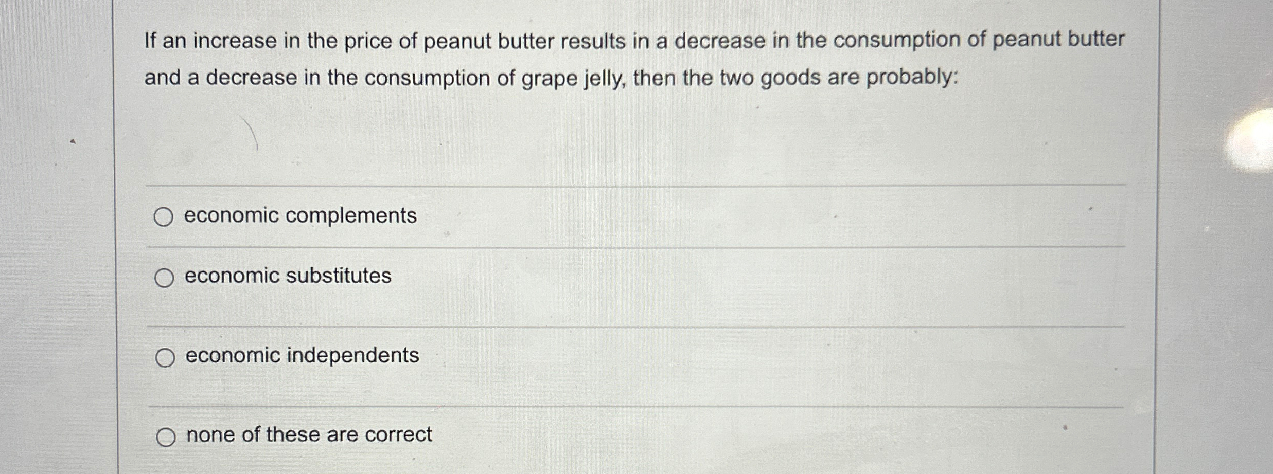 Solved If an increase in the price of peanut butter results | Chegg.com