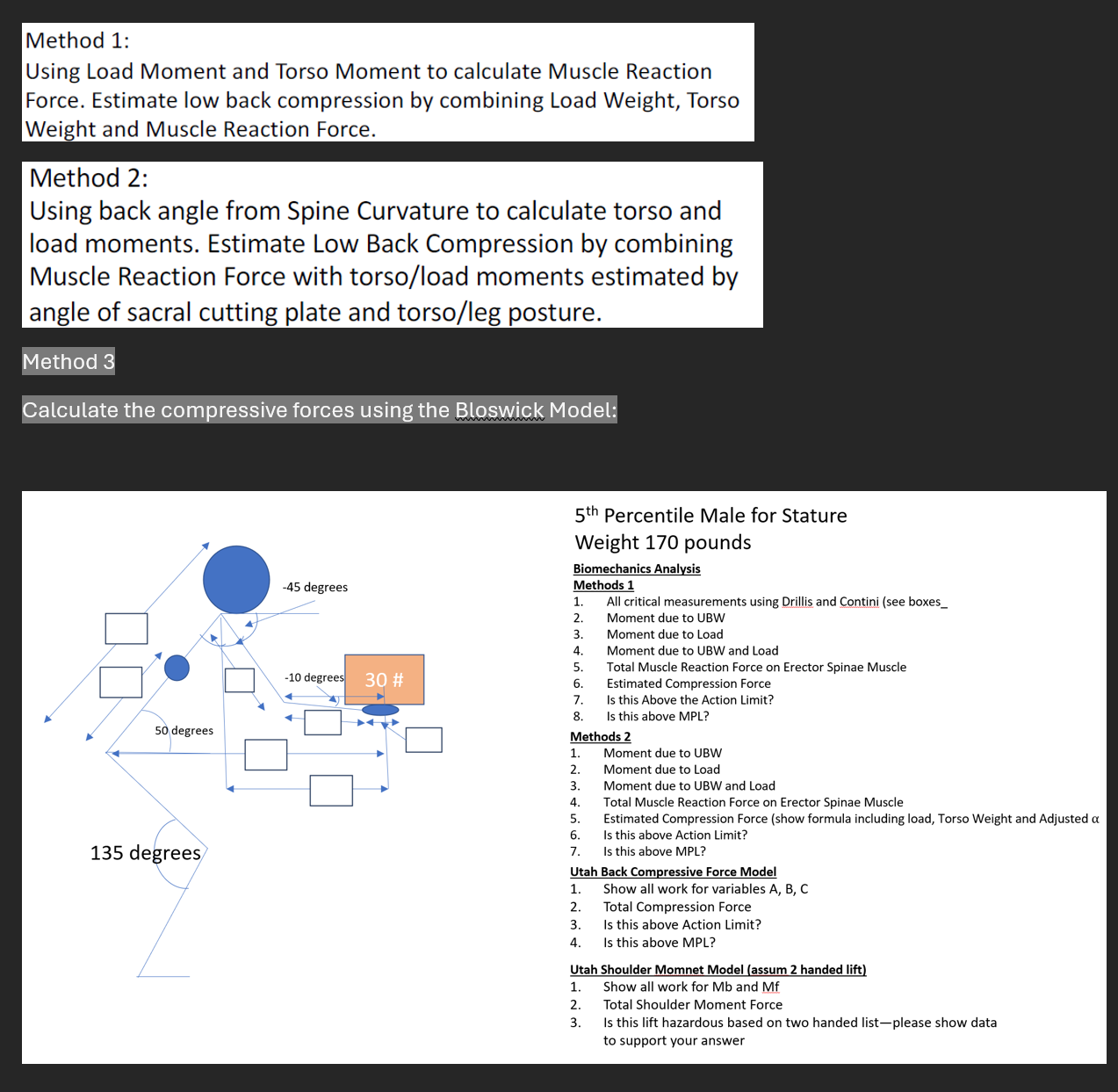 Solved Method 1:Using Load Moment and Torso Moment to | Chegg.com