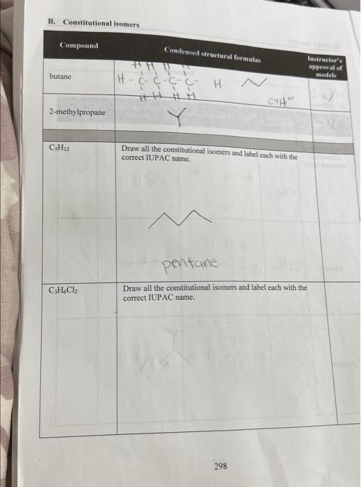 Solved B. Constitutional isomers Compound butane | Chegg.com
