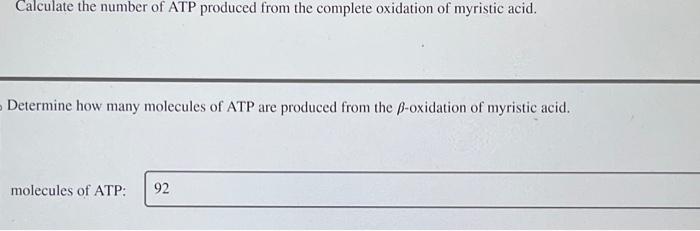 Solved Calculate the number of ATP produced from the | Chegg.com