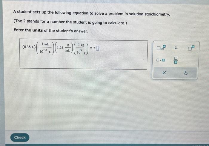 Solved A student sets up the following equation to solve a | Chegg.com