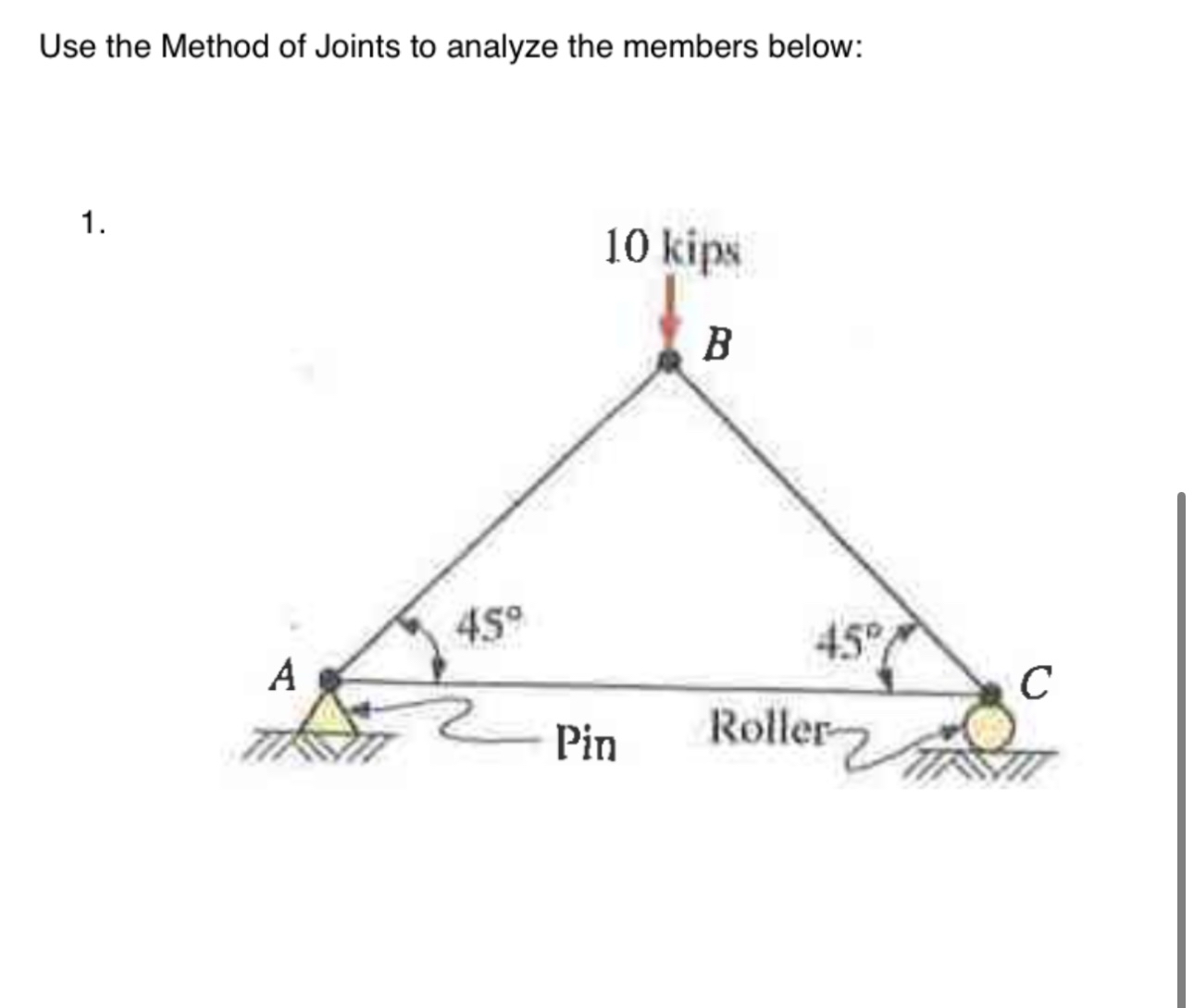 Solved Use the Method of Joints to analyze the members | Chegg.com