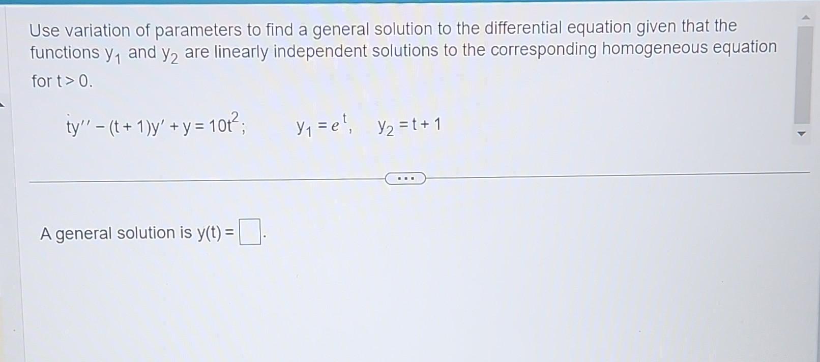 Solved A nonhomogeneous equation and a particular solution | Chegg.com