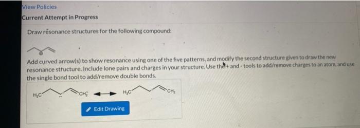 Solved Draw rêsonance structures for the following compound: | Chegg.com