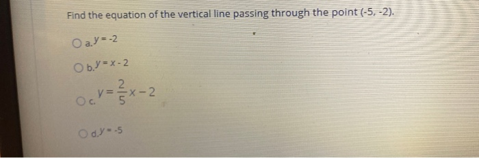 Solved Find the equation of the vertical line passing | Chegg.com