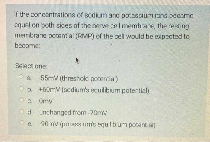 Solved If the concentrations of sodium and potassium ions | Chegg.com