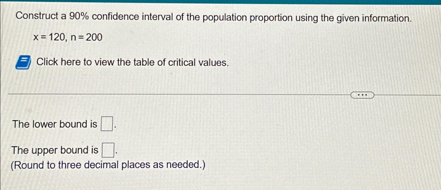 Solved Construct a 90% ﻿confidence interval of the | Chegg.com