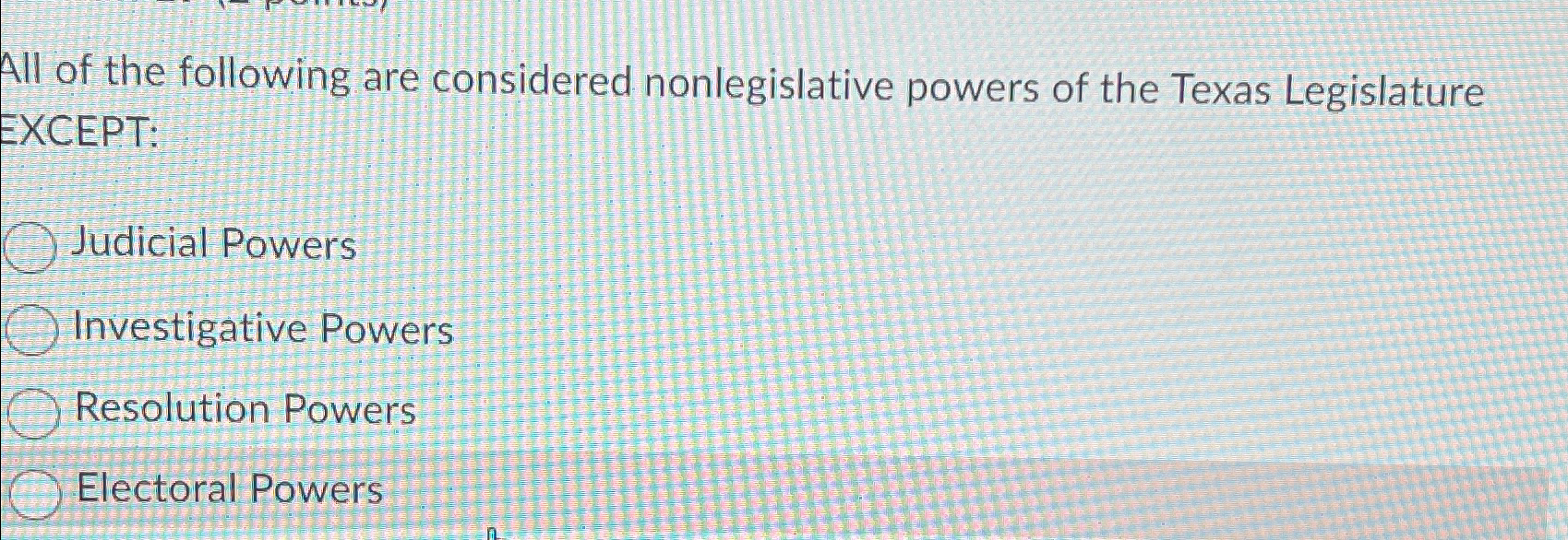 Solved All of the following are considered nonlegislative | Chegg.com