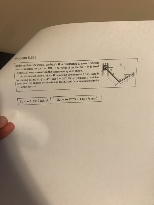 Solved Problem 6.961 In the mechanism shown, the block B is | Chegg.com
