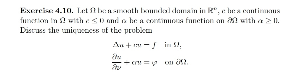 Solved Exercise 4.10. ﻿Let Ω ﻿be a smooth bounded domain in | Chegg.com