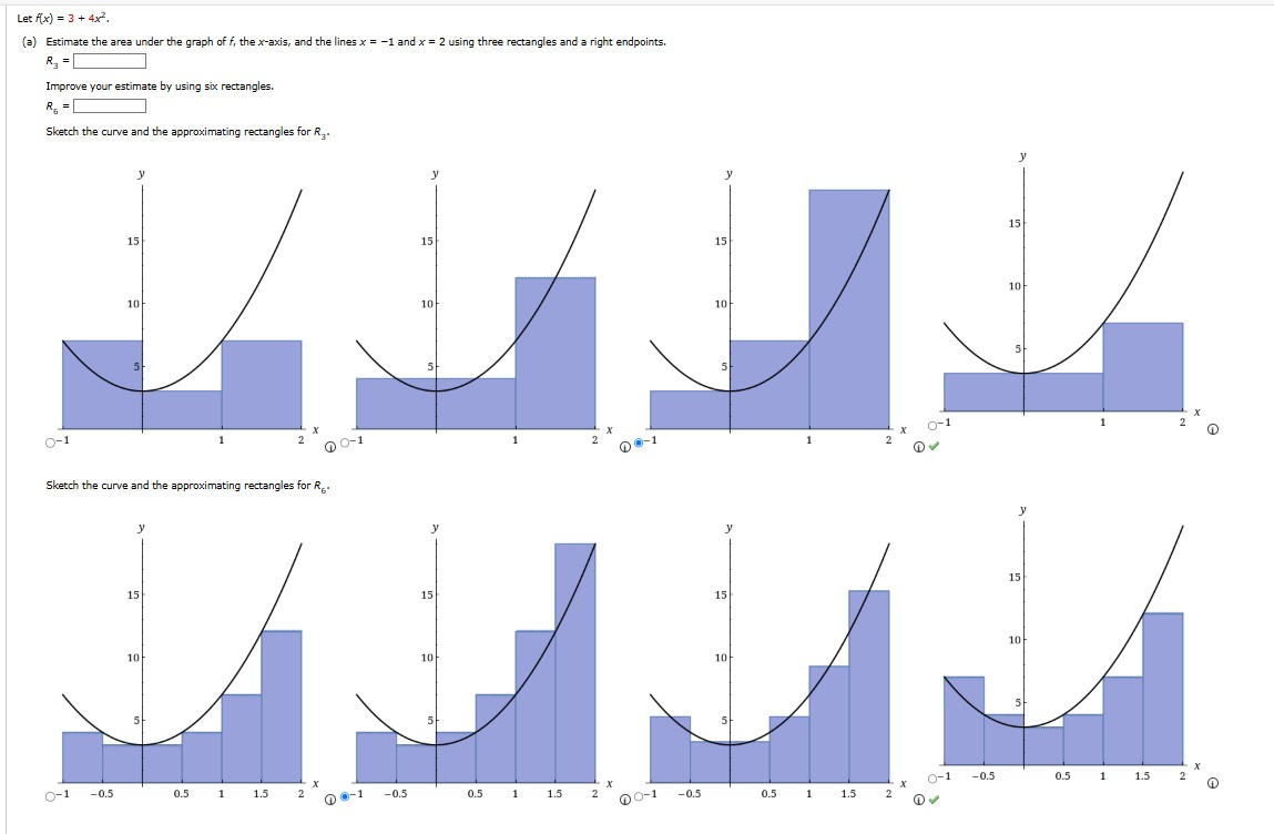 Solved Let f(x)=3+4x2.(a) ﻿Estimate the area under the graph | Chegg.com