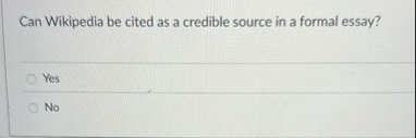 Solved Can Wikipedia be cited as a credible source in a | Chegg.com