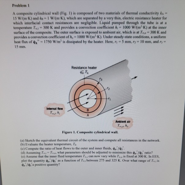Solved Problem 1 A composite cylindrical wall (Fig. 1) is | Chegg.com