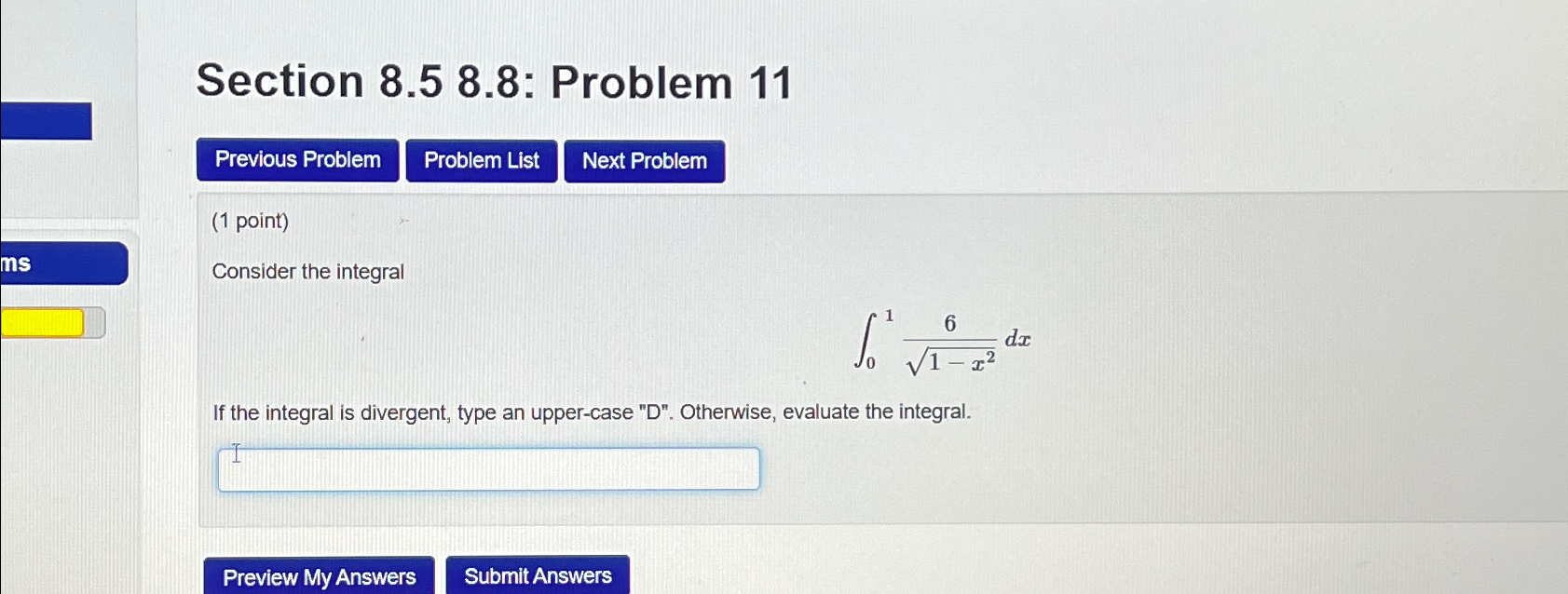 Solved Section 8.5 8.8: Problem 11(1 ﻿point)Consider the | Chegg.com