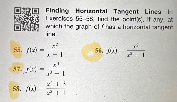 Solved Finding Horizontal Tangent Lines In Exercises 55-58, | Chegg.com