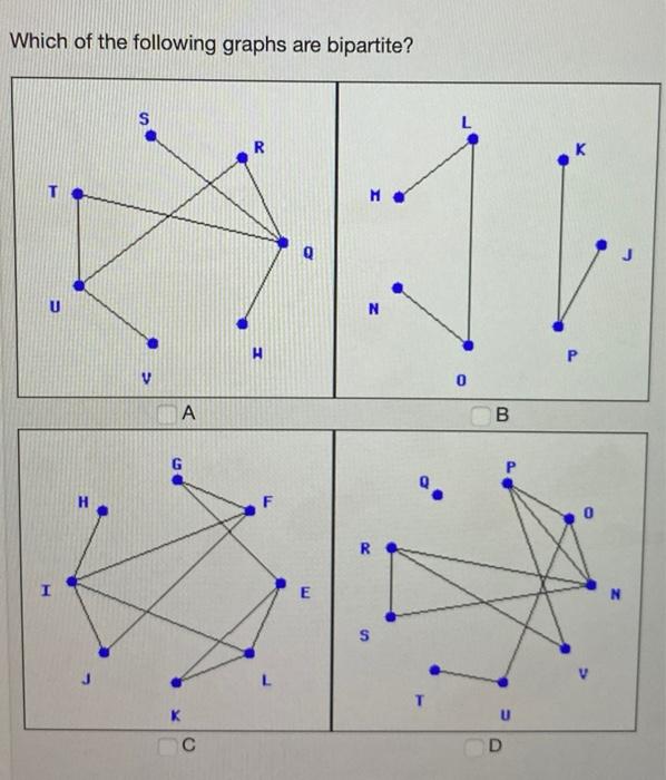 Solved Which of the following graphs are bipartite? | Chegg.com