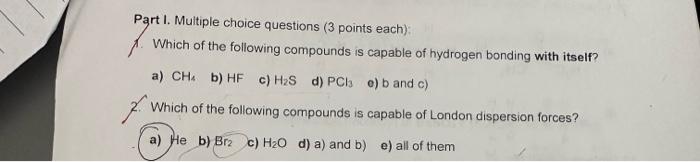 Solved Part I. Multiple choice questions (3 points each): 1. | Chegg.com