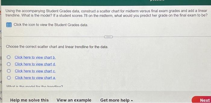 Solved Using the accompanying Student Grades data, construct | Chegg.com