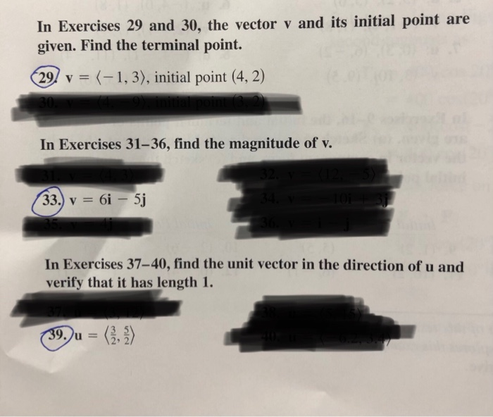 Solved In Exercises 29 and 30, the vector v and its initial | Chegg.com