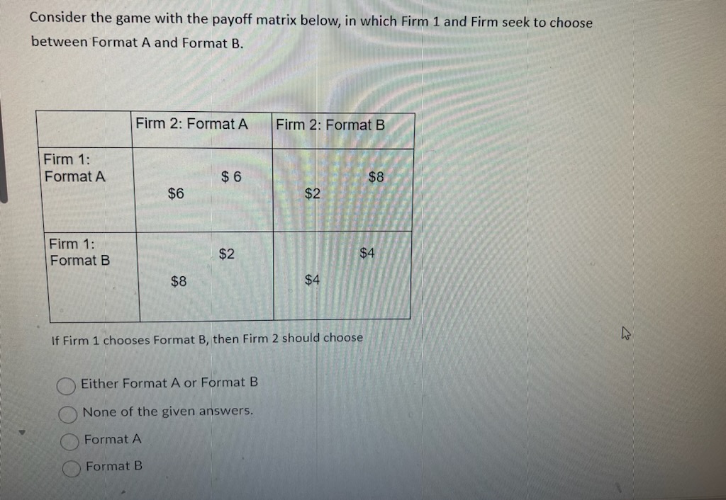 Consider the game with the payoff matrix below, in | Chegg.com