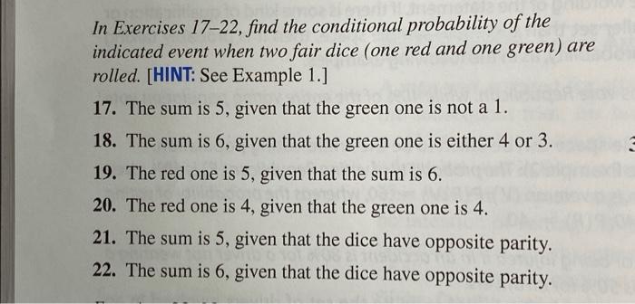 Solved In Exercises 17-22, find the conditional probability | Chegg.com