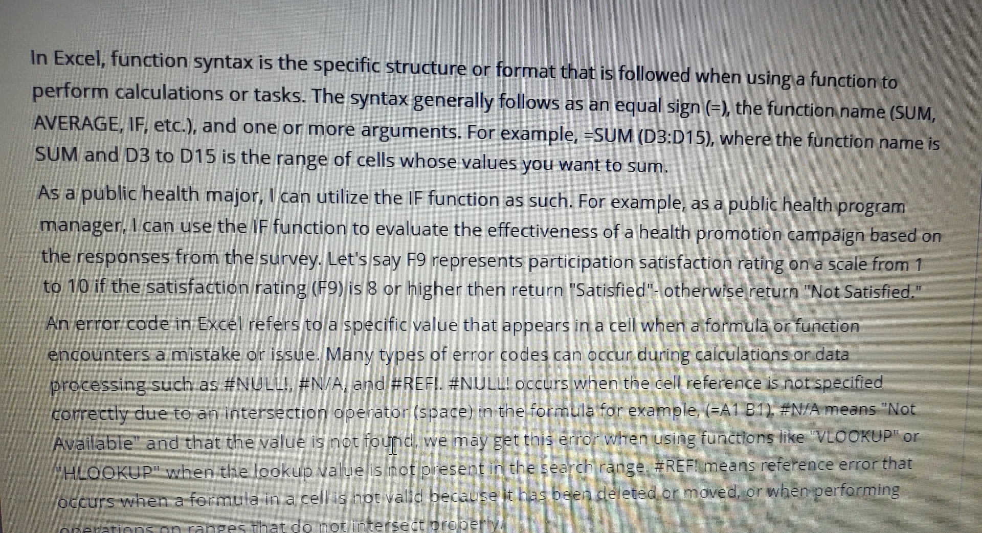 Solved In Excel Function Syntax Is The Specific Structure 1417