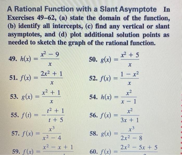 Solved A Rational Function with a Slant Asymptote In | Chegg.com