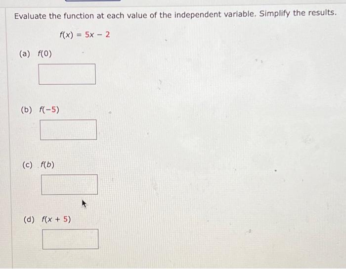Solved Evaluate the function at each value of the | Chegg.com