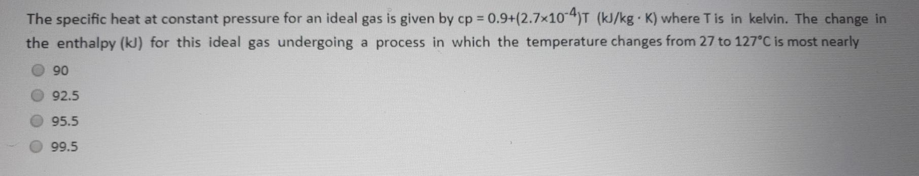 Solved The specific heat at constant pressure for an ideal | Chegg.com
