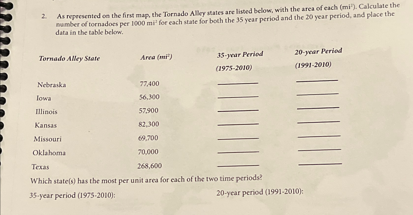 Solved As represented on the first map, the Tornado Alley | Chegg.com