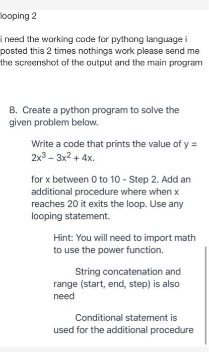 Solved Looping 2.1 FOR THE NTH TIME I NEEED THE WORKING CODE | Chegg.com