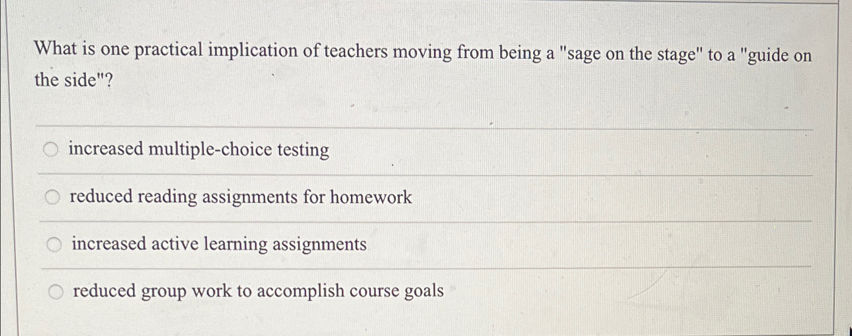 Solved What is one practical implication of teachers moving | Chegg.com