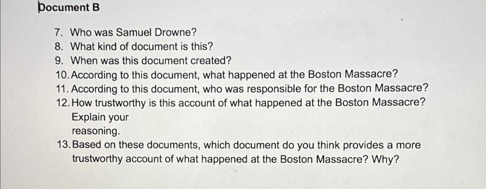 Solved Document B7. ﻿Who was Samuel Drowne?8. ﻿What kind of | Chegg.com