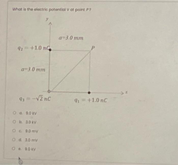 Solved What is the electric potentiol V ot point P ? a 9.0kV | Chegg.com