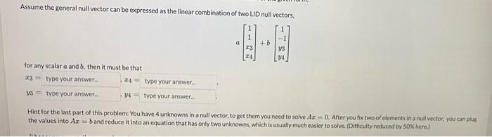 Solved Assume the general null vector can be expressed as | Chegg.com
