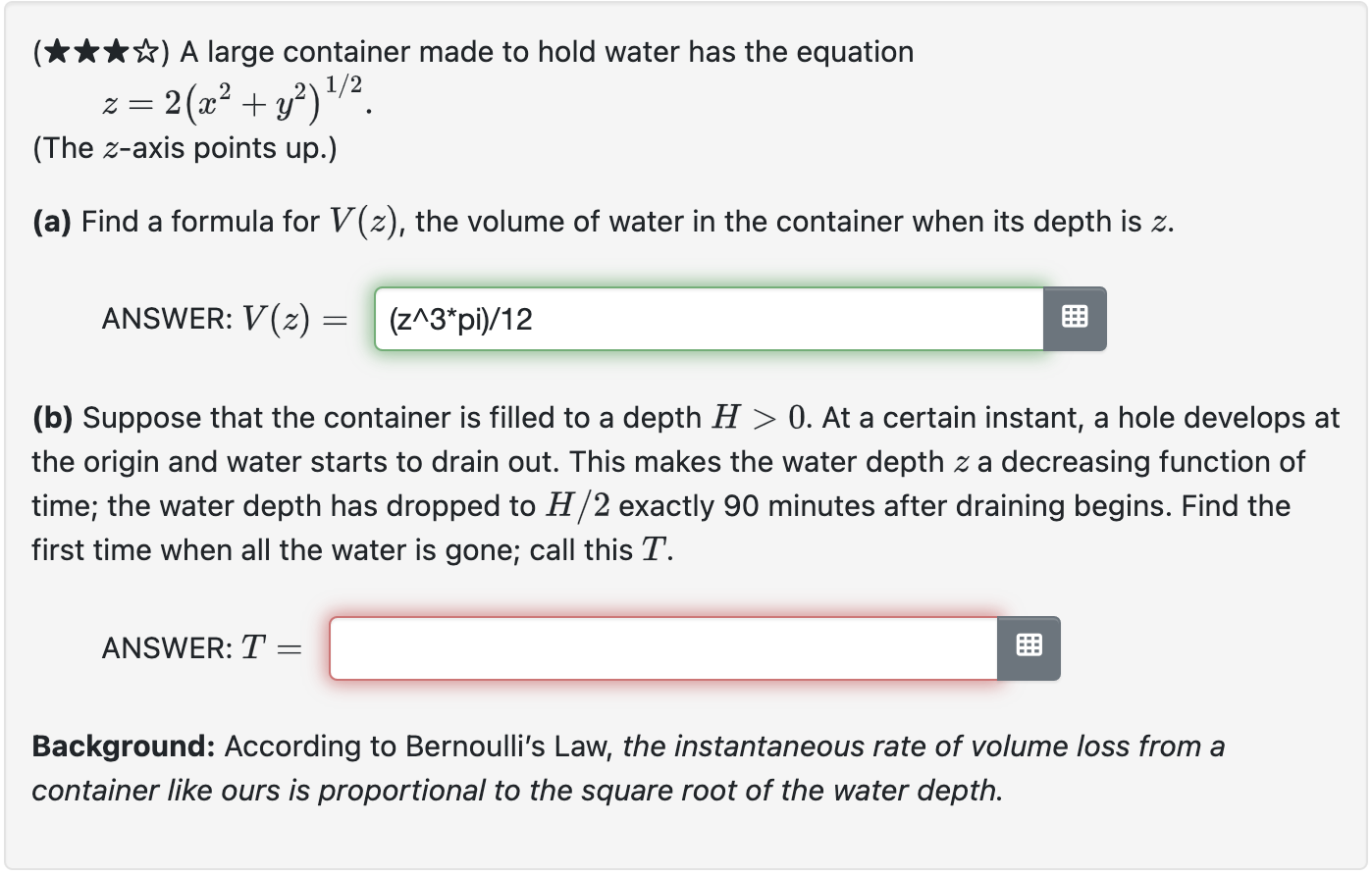 Solved A large container made to hold water has the | Chegg.com