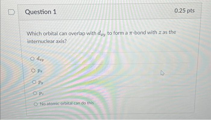 Solved Which orbital can overlap with dxy to form a π-bond | Chegg.com